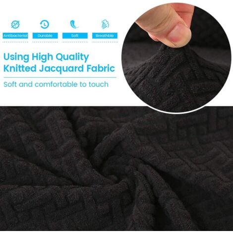 Stretch Jacquard Knit Dining Chair Cover Set of 6 Removable Decorative ...