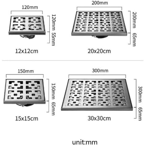 Brushed Square Shower Trap, Stainless Steel Floor Drain with Removable ...