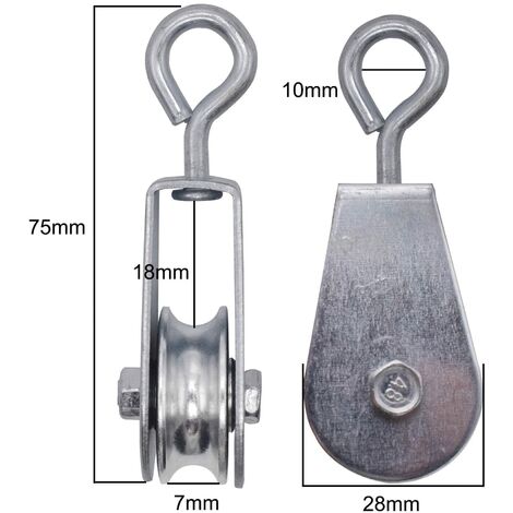 Mini Pulley with Ball Bearings, ø 28mm, for 6 mm rope, Bearing 30kg