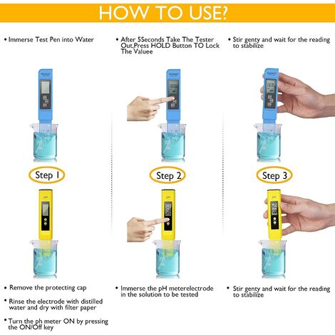 Water Quality Test Meter TDS PH EC Temperature 4 in 1 Set Digital ...