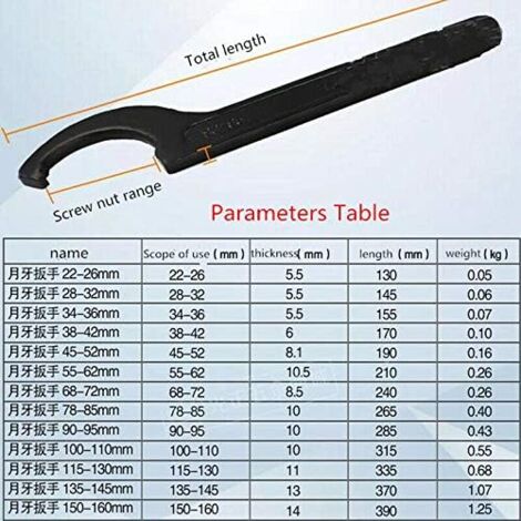 1x Adjustable hook spanner 28-32mm, hook spanners, universal spanner ...