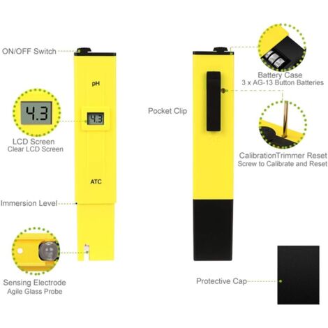 Digital PH Meter, Professional pH Tester, Electric Digital Pocket PH ...