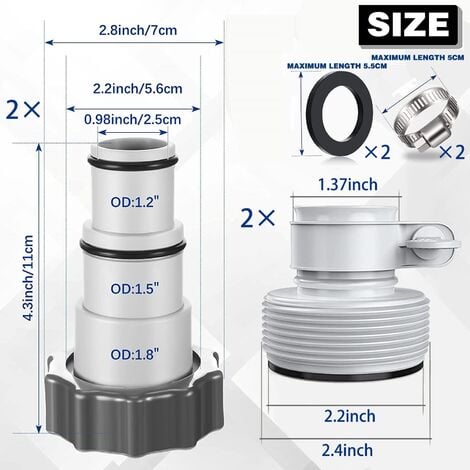 4PCS Pool Hose Adapter, Pool Adapter, Intex Pool Adapter, Pool Hose Adapter, Pump Hose Adapter ...