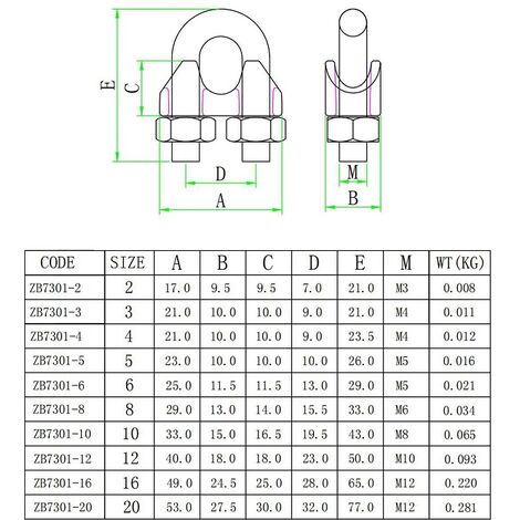 M8 Cable Ties U-bolt Cable Clip 304 Stainless Steel Cable Clamp Saddle ...
