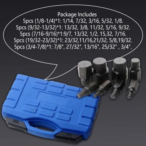 Set of 25 broken screw and bolt extractors