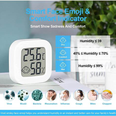 Small Digital Hygrometer Indoor Thermometer with Comfort Indicator ...