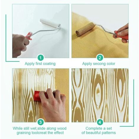PCS Rubber Wood Grain Tool Imitation Wood Grain Paint Roller for Wall ...