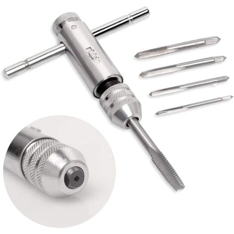 T-Ratchet Tap Wrench, Adjustable HSS T-Shaped Tap Wrench Tap Holder ...