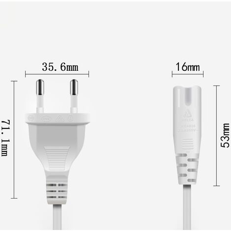 Power cable EU type C plug to double female type C7 socket, straight 1 ...