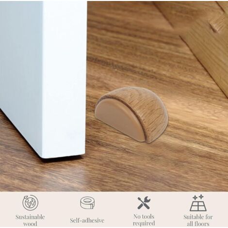 Set of 6 Door Stoppers - Wooden Adhesive Door Stopper for Flooring and ...