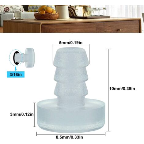 40 PCS Silicone Wall Mounted Door Stopper Glass Table Bumpers with Rod ...