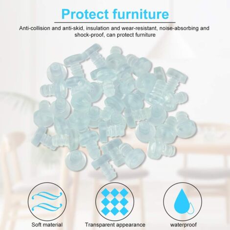 40 PCS Silicone Wall Mounted Door Stopper Glass Table Bumpers with Rod ...