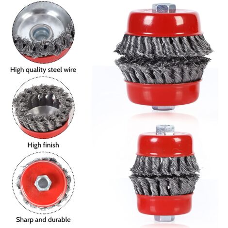 Wire Brush Cleaning 4pcs Conical Brush for Angle Grinder Twisted Steel Sanding Brush for Angle Grinder