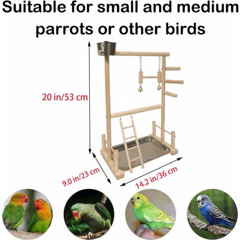 Wooden Perch for Parrots,Parrot Playground Ladders and Feeders ...