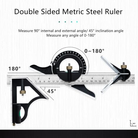 300mm Combination Square, Stainless Steel Combination Angle Ruler ...