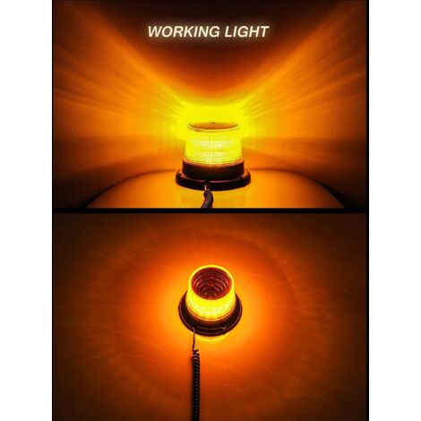 Orange LED Beacon, Vehicle Magnetic Flashing Warning Light with 12V-80V ...
