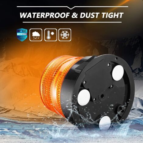 Solar LED Amber Magnetic Strobe Light Emergency Flashing Light Rotating ...