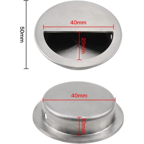 Set of 4 Silver Stainless Steel Recessed Handles Round Sliding Door ...