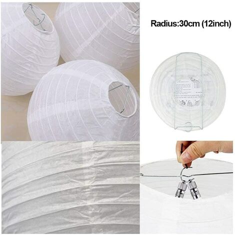 12pcs Paper Lantern Lampshade White Ball Shape Lampion Shade for Hocht ...