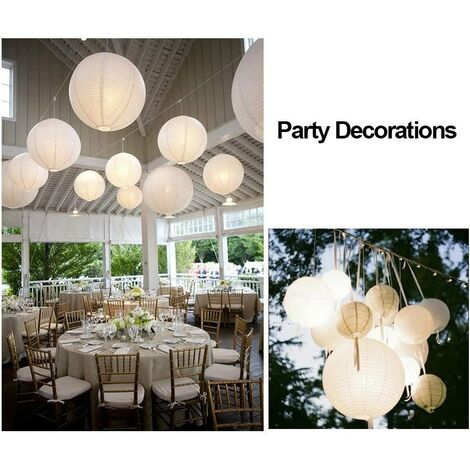 12pcs Paper Lantern Lampshade White Ball Shape Lampion Shade for Hocht Time Church Garden Party Decoration