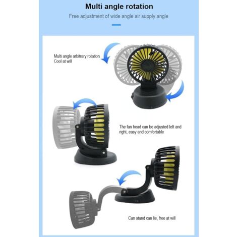 Battery Operated Fan, 5V USB Port Mini Clamp Fan Car Cooling Fan for ...
