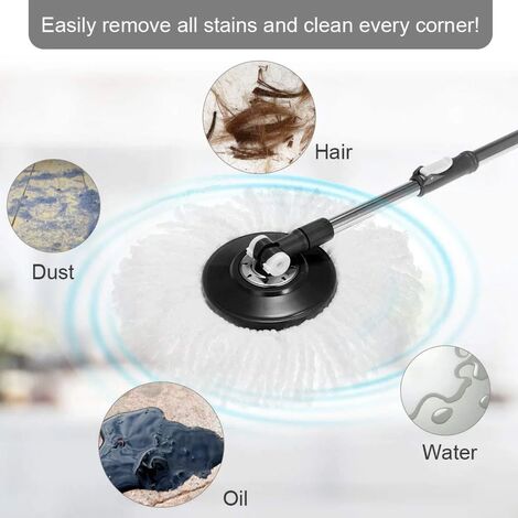3Pcs Microfiber Broom Heads, Mop Heads, Round Replacement Mop Heads 360 ...