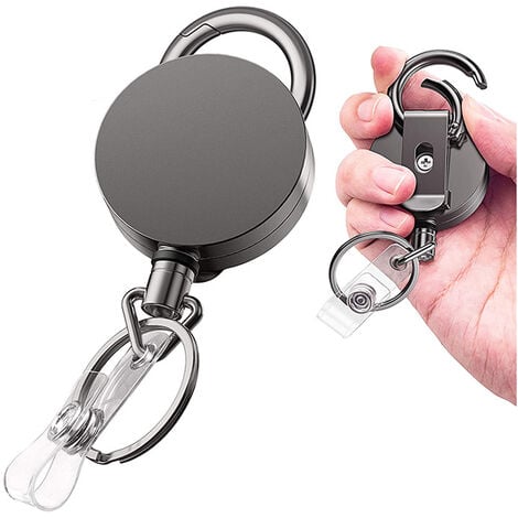 1 Pieces Heavy Duty Retractable Keychain, Expandable Key Ring with Hook ...