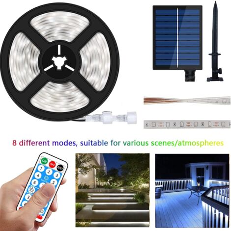 Outdoor Solar Powered LED Strip, 5m 280 LEDs IP67 Waterproof LED Strip ...