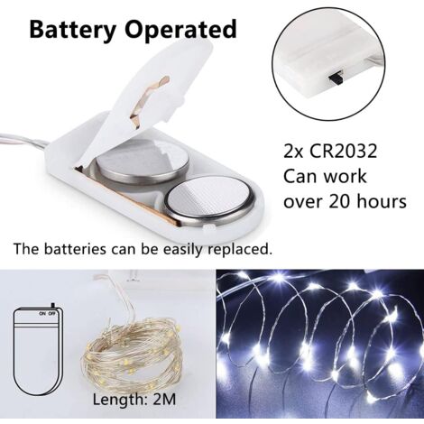12 Pieces Battery Operated Micro String Lights, 20 LEDs Copper Wire ...