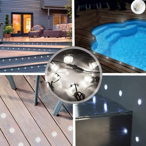 Pack of 16 LED Recessed Spotlights for Wood Terrace, Waterproof IP67 ...