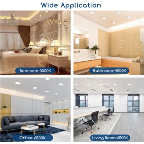 LED Downlight, 6W Equivalent to 72W, 6500K Cool White Light, White, LED ...