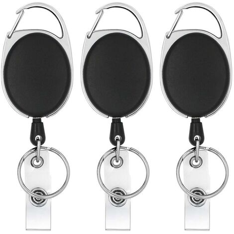 Retractable Length Retractor, 3Pcs Heavy Duty Carabiner Badge Holder ...