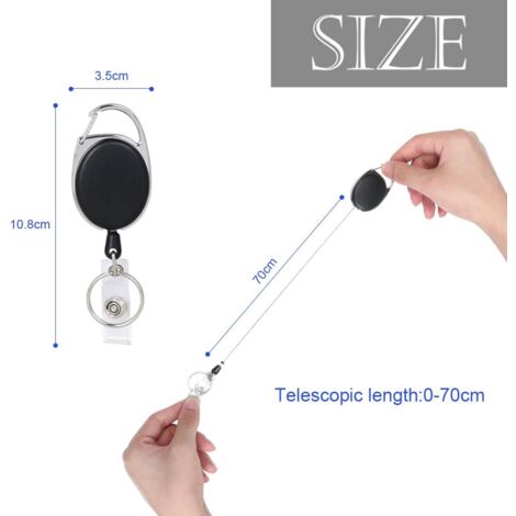 Retractable Length Retractor, 3Pcs Heavy Duty Carabiner Badge Holder ...