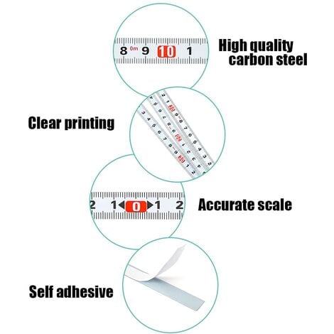 Pieces Self Adhesive Carbon Steel Tape Measure, Self Adhesive Metric ...