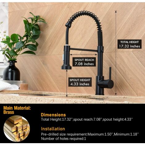 Kitchen Taps with Pull Down Sprayer, Kitchen Sink Taps,Brass Black ...