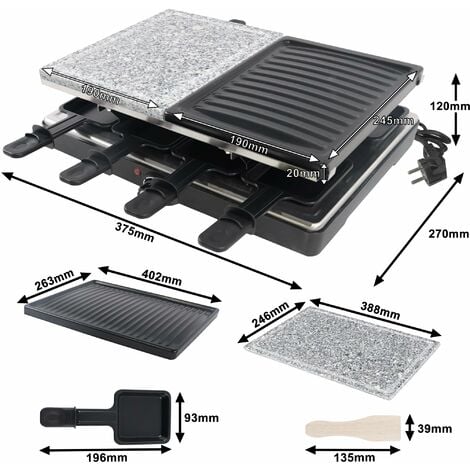 UISEBRT Appareil à raclette électrique pour 8 personnes, poêle à ...