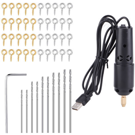 Mini Drill, 0.8-1.2mm Portable USB Powered Micro Drill with 10 Bits for ...