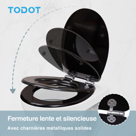 Lunette de toilette noire universelle en bois MDF avec abattant O ...