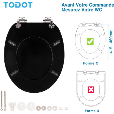 Lunette de toilette noire universelle en bois MDF avec abattant O ...