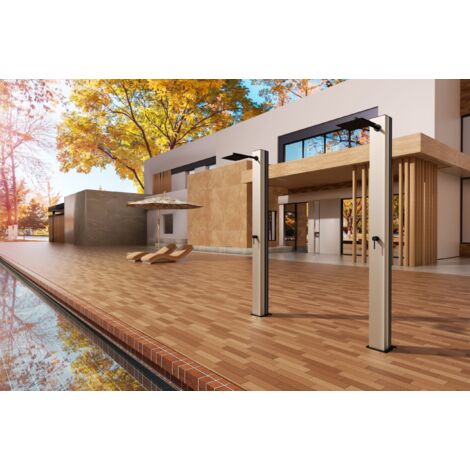 IMEX Ducha Solar de Piscina Beige en Acero S316 con Reservorio de ...