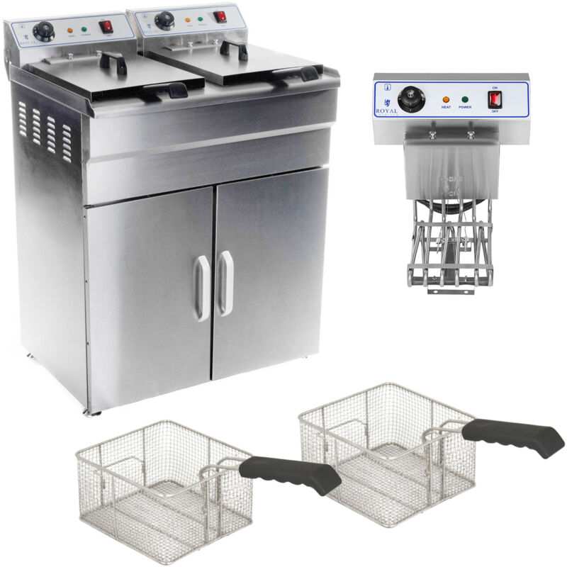 Royal Catering 2x16l Friteuse Professionnelle Double - 3200W - Acier ...