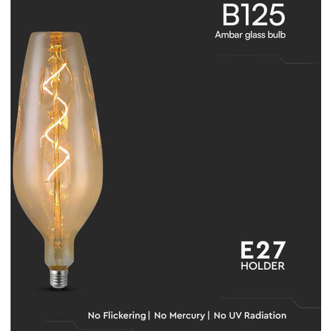 V-TAC LED-Lampe E27 4W B125 Spiralfilament Rauchglas Warmweiß