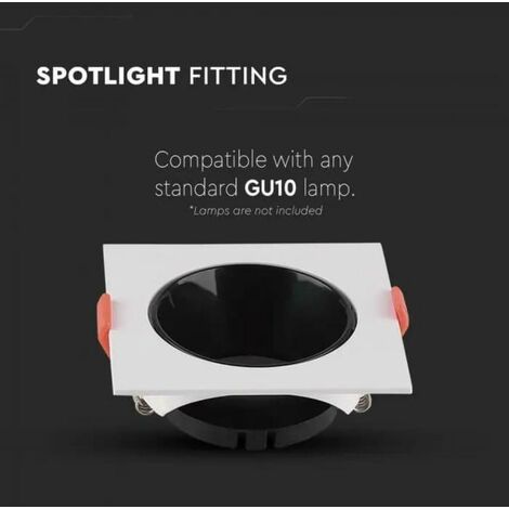 V-TAC Quadratischer LED-Einbaustrahler, Fassung GU10, weißer Korpus ...