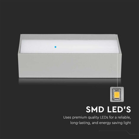 Lámpara LED rectangular V-TAC de 9 W, doble haz, gris, blanco natural, IP65