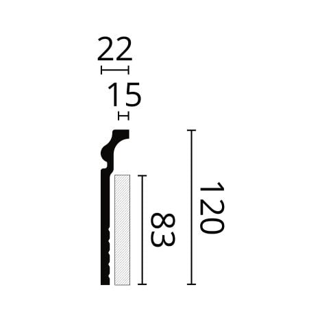 CBC3 DECOFLAIR Surplinthes Polystyrène HD 120 x 22 x 2000 - 1 pièce