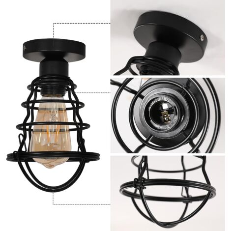 2 Pieces Industrial Industrial Ceiling Light E27 Ceiling Lamp Base For ...
