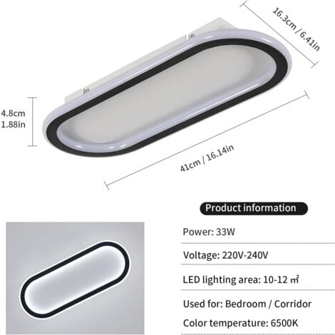 Modern LED Ceiling Lights, 33W 3712LM Black LED Ceiling Light, Cool ...