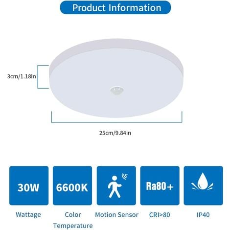 Round LED Ceiling Light 30W LED Ceiling Lamp with Infrared Motion ...