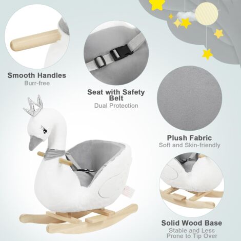 WOLTU Kids Rocking Swan. Plush Baby Rocking Chair with Safety Belt ...