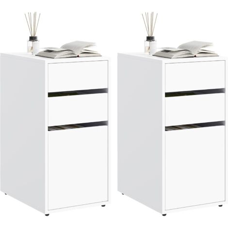 WOLTU 2x Simple 3-Drawer Vertical End Table for Living Room/Bedroom,White